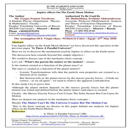 Jupiter effects On The Earth Moon Motion | PDF