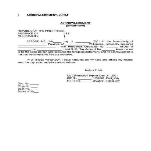 Legal Forms of Philippines