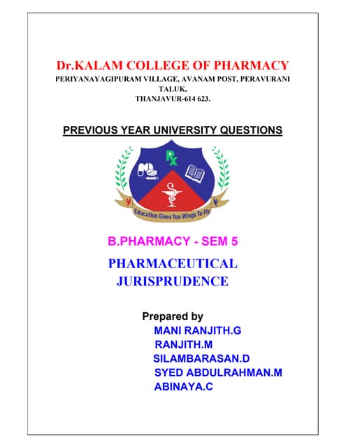 Pharma Jurisprudence Schedules & Acts | PDF | Pharmaceutical Industry ...