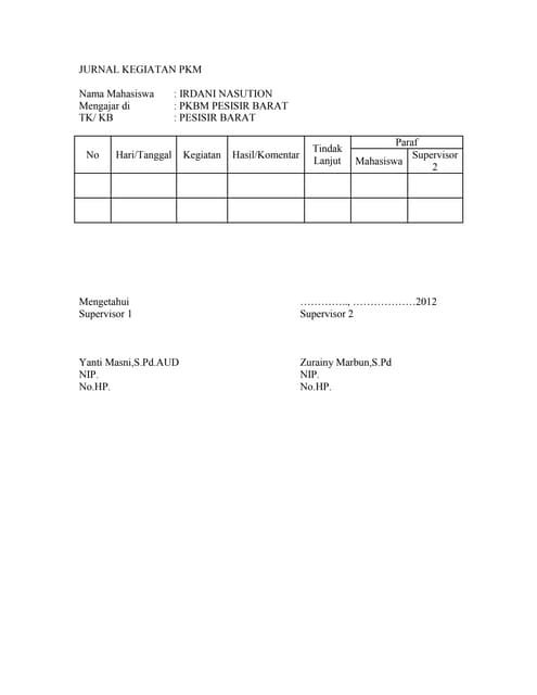 Contoh Laporan PKM UT PGSD - Pemantapan Kemampuan Mengajar PDGK4209 | PDF