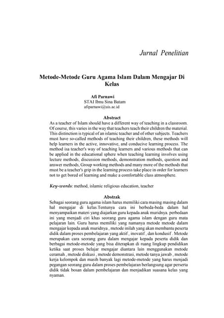 Hakikat Metode Pendidikan Dalam Islam | PDF
