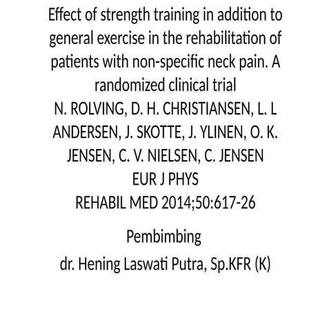Effect of strength training in addition to general exercise | PPTX