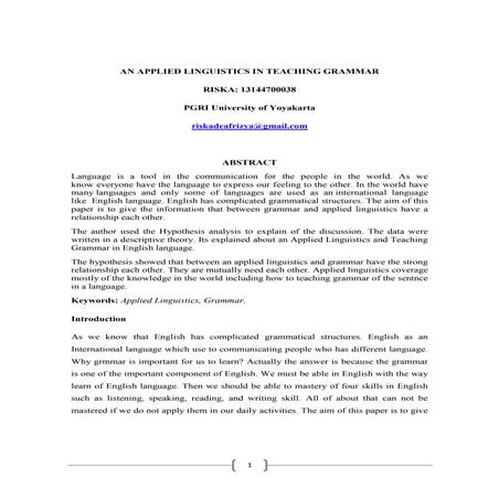 applied linguistics Jurnal Riska | PDF