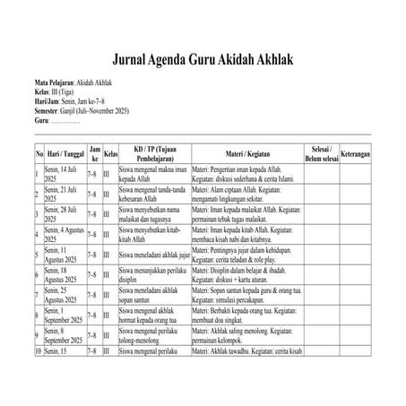 Jurnal Agenda Guru Akidah Akhlak sangat bermanfaat bagi kita semua.docx