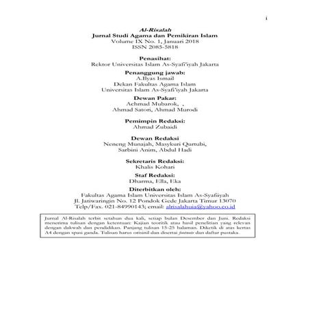 Jurnal al risalah edisi ix no 1 2018 cetak | PDF