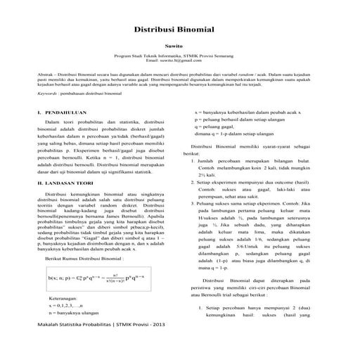 Jurnal distribusi binomial | PDF