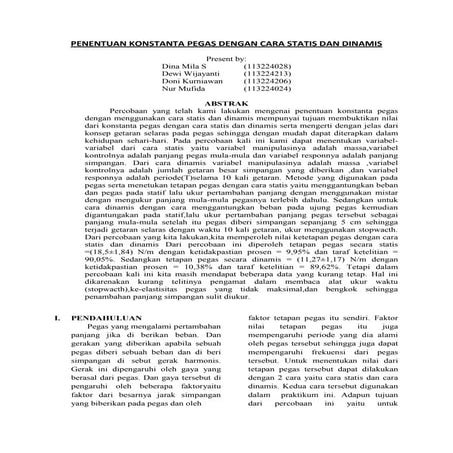 Laporan praktikum fisika dasar tetapan pegas | DOCX