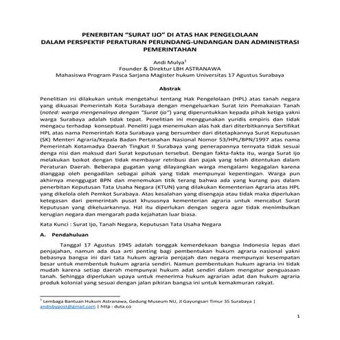 Jurnal hukum surat ijo by andi mulya (1) | PDF
