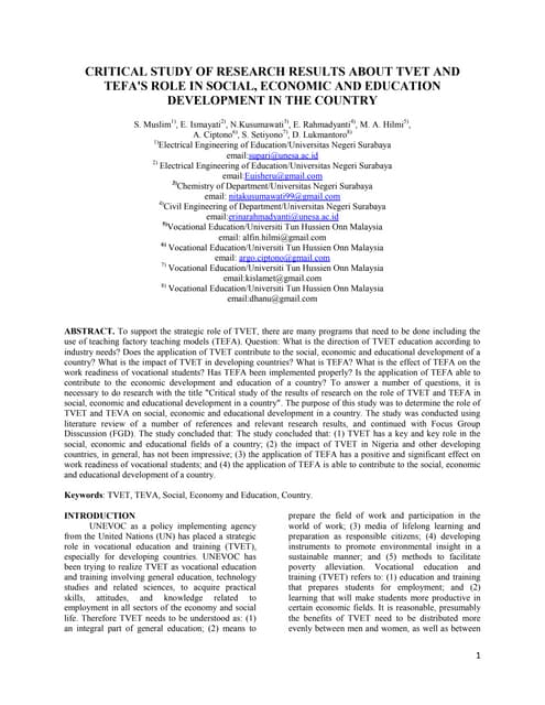 Exploring Factors Affecting the Success of TVET-Industry Partnership: A ...