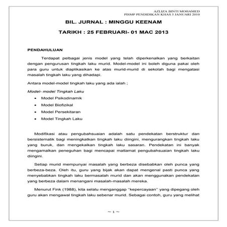 Jurnal minggu 6 | DOC