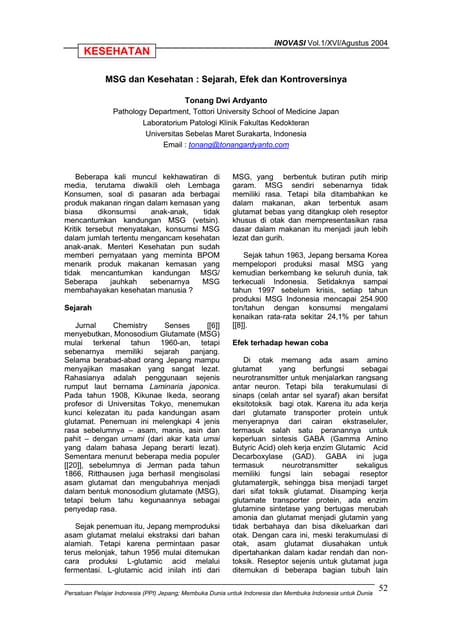 Monosodium Glutamat (MSG) | PPTX