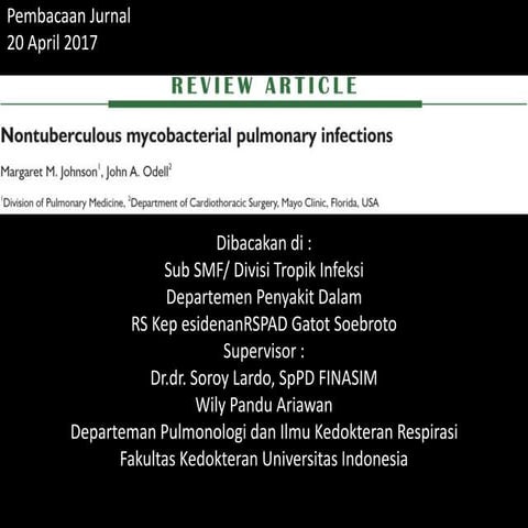 Nontuberculosis mycobacterial pulmonary infections | PPTX