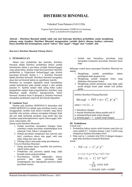 Tabel distribusi peluang binomial | PDF