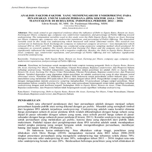 Jurnal IPO underpricing edwin ronald | PDF
