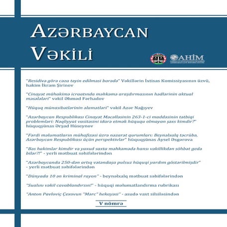 "Azerbaijan Lawyer" Journal by Azerbaijani Bar Association | PDF