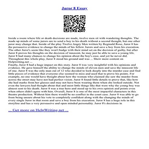 Juror 8 Essay | PDF