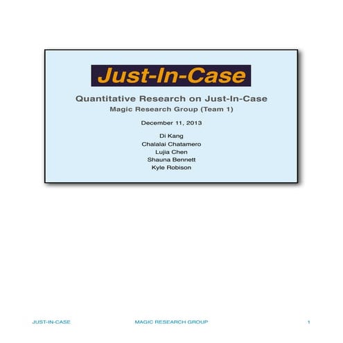 Just-In-Case Quantitative Report | PDF