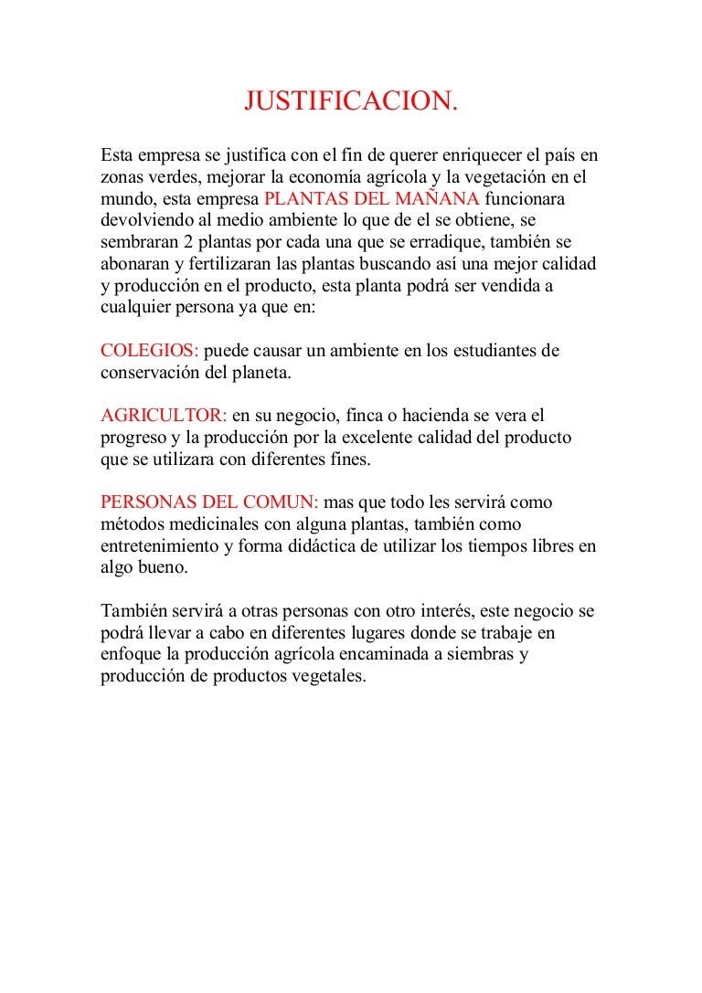 Justificacion De Un Proyecto Ejemplo