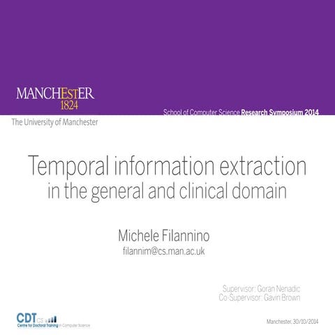 Temporal Information Extraction In The General And Clinical Domain Ppt
