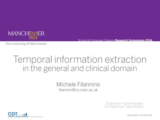 Temporal Information Extraction In The General And Clinical Domain Ppt
