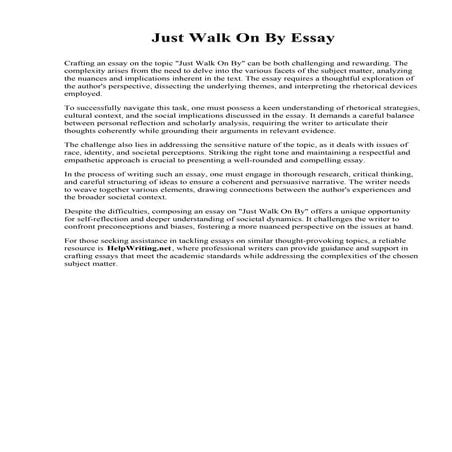 Just Walk On By Essay. Alice Lloyd College | PDF