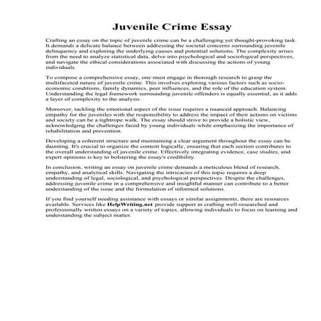 Juvenile Crime Essay | PDF