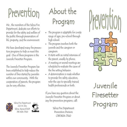 City of Salina Brochure-Juvenile Firesetter Program | PDF