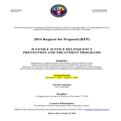 Juvenile justice delinquency prevention and treatment programs rfp (3 ...