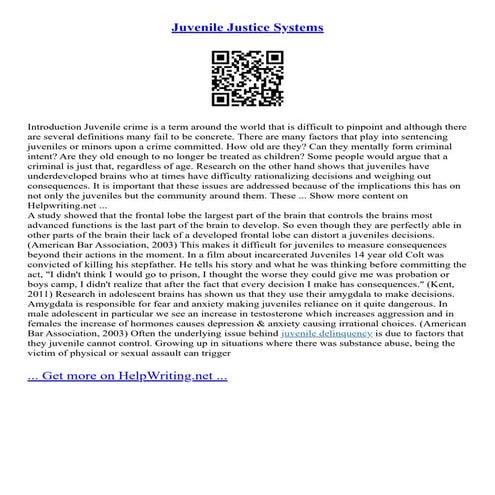 Juvenile Justice Systems | PDF