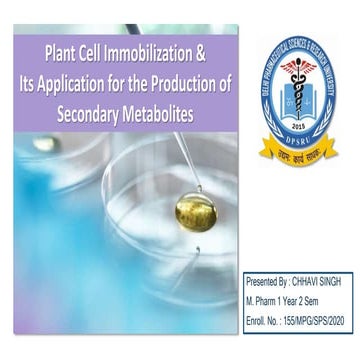 Plant Cell Immobilization.pptx | Biotech and Biomedical Industry ...