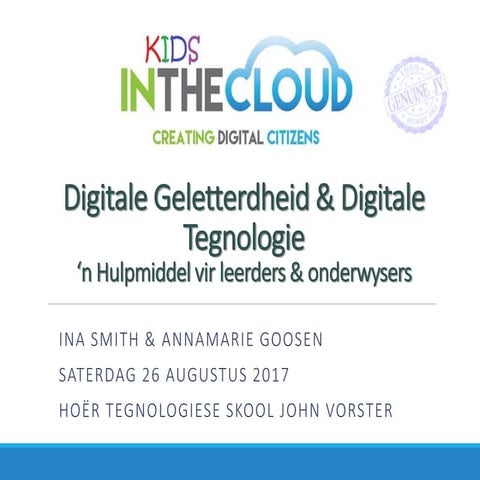 Digitale burgerskap, digitale geletterdheid en digitale tegnologie | PPTX