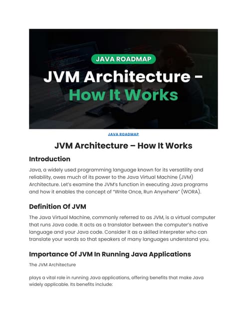 Jvm Architecture How It Workspdf 4860