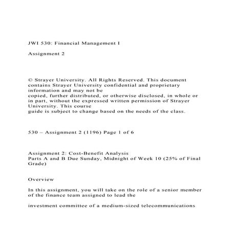 JWI 530 Financial Management I Assignment 2 ©.docx