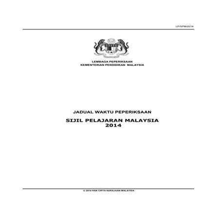 Jadual Waktu SPM 2017 | PDF