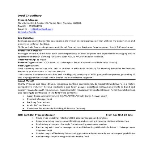 Jyoti choudhary resume oct15 | DOCX