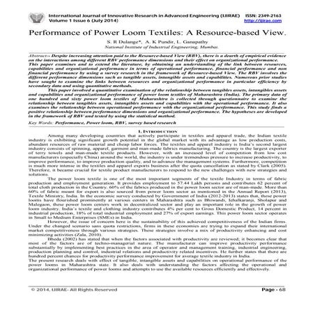 Performance of Power Loom Textiles: A Resource-based View | PDF