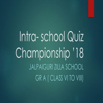JZS Intra-school Quiz Championship 2018 6-8 Prelims | PDF