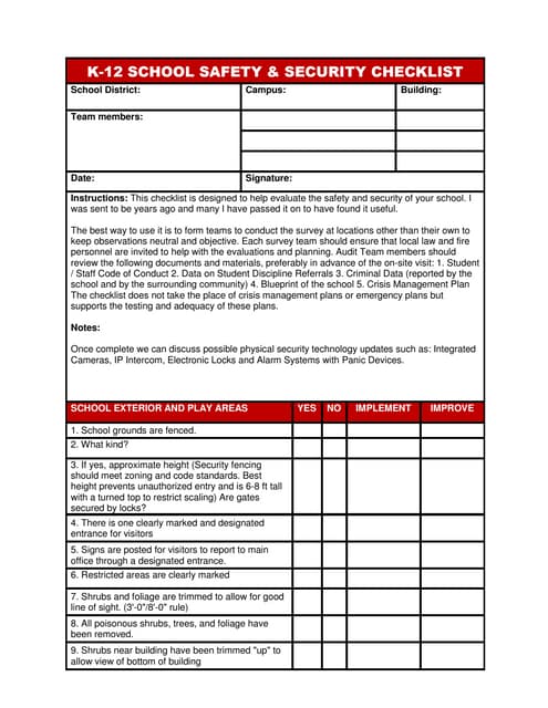 Classroom safety checklist jordon spencer | PDF