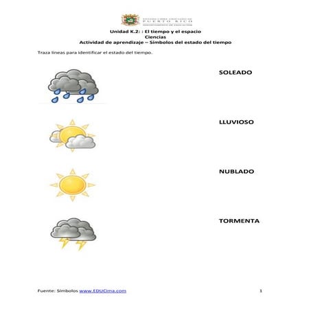 K.2 actividad de prendizaje simbolos del estado del tiempo | PDF