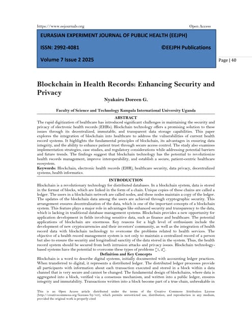 Blockchain In Healthcare An Overview Ppt