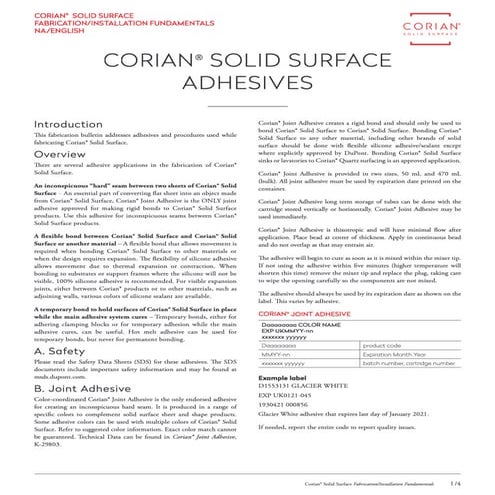 Corian Joint Adhesive Seaming Information | PDF | Physics | Science