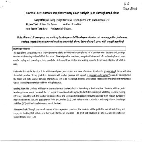 K 2 read aloud | PDF