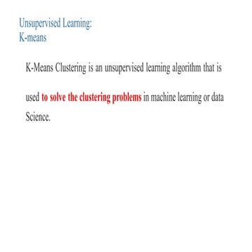 MACHINE LEARNING K MEANS IN CLUSTERING PPT | PPT