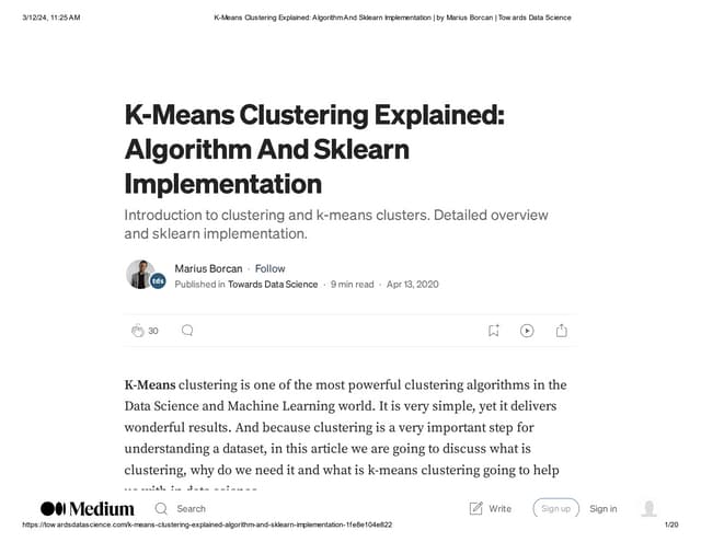 K Means Clustering Explained Algorithm And Sklearn Implementation By Marius Borcan Towards