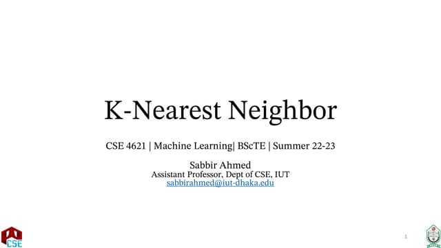 K-Nearest Neighbor Classifier | PPTX