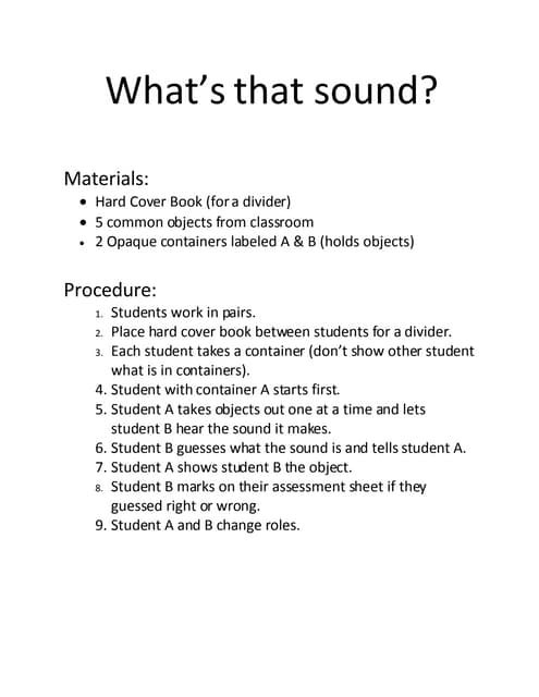 Grade 4 science sound unit | DOC
