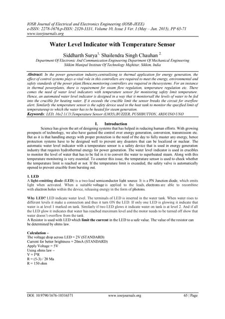 Project Report on Water Level Indicator | PDF