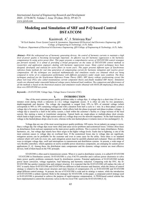 Simulation And Comparison Of Dvr And Dstatcom Used For Voltage Sag