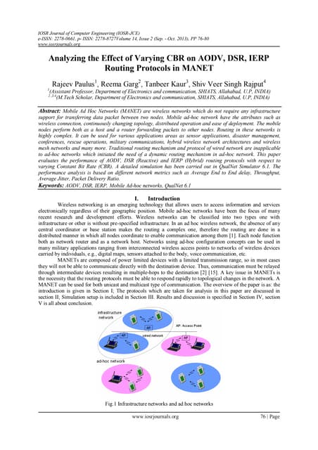 Analyzing The Effect Of Varying Cbr On Aodv Dsr Ierp Routing Protocols In Manet Pdf