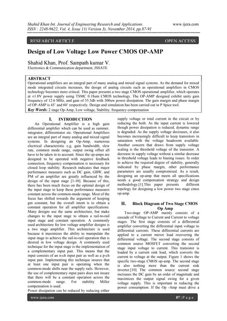 Design and Implementation of Two Stage Operational Amplifier | PDF